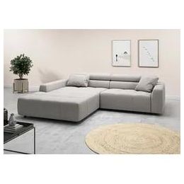 Ecksofa 3C Candy "Denver auch mit Cord- und Easy care-Bezug, Kopfteilverstellung L-Form" Sofas Gr. B/H/T: 258cm x 68cm x 217cm, Easy care, Ottomane links, ohne motorische Sitztiefenverstellung, grau wahlweise. mit motorischer Sitztiefenverstellung