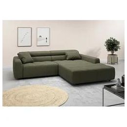 Ecksofa 3C Candy "Denver auch mit Cord- und Easy care-Bezug, Kopfteilverstellung L-Form" Sofas Gr. B/H/T: 258cm x 68cm x 217cm, Flachgewebe, Ottomane rechts, ohne motorische Sitztiefenverstellung, grün wahlweise. mit motorischer Sitztiefenverstellung