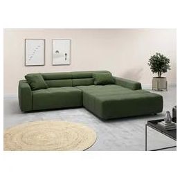 Ecksofa 3C Candy "Denver auch mit Cord- und Easy care-Bezug, Kopfteilverstellung L-Form" Sofas Gr. B/H/T: 258cm x 68cm x 217cm, Feincord, Ottomane rechts, ohne motorische Sitztiefenverstellung, grün (oliv) wahlweise. mit motorischer Sitztiefenverstellung