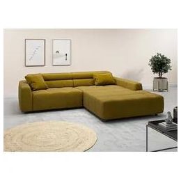 Ecksofa 3C Candy "Denver auch mit Cord- und Easy care-Bezug, Kopfteilverstellung L-Form" Sofas Gr. B/H/T: 258cm x 68cm x 217cm, Feincord, Ottomane rechts, ohne motorische Sitztiefenverstellung, grün (pistachio) wahlweise. mit motorischer Sitztiefenverstellung