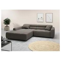 Ecksofa 3C Candy "Denver auch mit Cord- und Easy care-Bezug, Kopfteilverstellung L-Form" Sofas Gr. B/H/T: 258cm x 68cm x 217cm, Feincord, Ottomane links, ohne motorische Sitztiefenverstellung, grau wahlweise. mit motorischer Sitztiefenverstellung