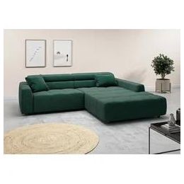 Ecksofa 3C Candy "Denver auch mit Cord- und Easy care-Bezug, Kopfteilverstellung L-Form" Sofas Gr. B/H/T: 258cm x 68cm x 217cm, Feincord, Ottomane rechts, ohne motorische Sitztiefenverstellung, grün wahlweise. mit motorischer Sitztiefenverstellung