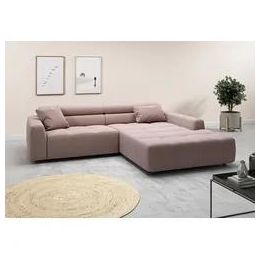 Ecksofa 3C Candy "Denver auch mit Cord- und Easy care-Bezug, Kopfteilverstellung L-Form" Sofas Gr. B/H/T: 258cm x 68cm x 217cm, Cord, Ottomane rechts, ohne motorische Sitztiefenverstellung, rosa wahlweise. mit motorischer Sitztiefenverstellung