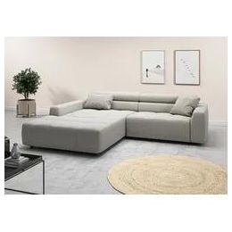 Ecksofa 3C Candy "Denver auch mit Cord- und Easy care-Bezug, Kopfteilverstellung L-Form" Sofas Gr. B/H/T: 258cm x 68cm x 217cm, Cord, Ottomane links, ohne motorische Sitztiefenverstellung, grau (hellgrau) wahlweise. mit motorischer Sitztiefenverstellung