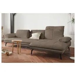 Ecksofa Andas "Stenlille L-Form" Sofas Gr. B/H/T: 295cm x 83cm x 162cm, NaturLEDER, Recamiere rechts, grau (taupe) incl. Sitztiefen-, Kopfteil- und Armteilverstellung