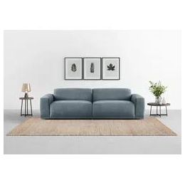 Big-Sofa Trendmanufaktur "Braga, mit hochwertigem Kaltschaum, Megasofa, in Cord erhältlich" Sofas Gr. B/H/T: 254 cm x 72 cm x 107 cm, Struktur weich LENNON, blau (blue horizon) modernes Big-Sofa, Couch mit hohem Sitzkomfort, 25472107 cm (BHT)