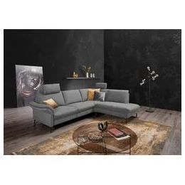 Ecksofa Places of Style "Sarsina: mit Tonnentaschen-Federkern, perfekt zum Entspannen L-Form" Sofas Gr. B/H/T: 265 cm x 85 cm x 223 cm, Easy care, Ottomane rechts, grau (anthrazit) inklusive 2 motorischen Relaxfunktionen mit Herz-Waage-Beschlag