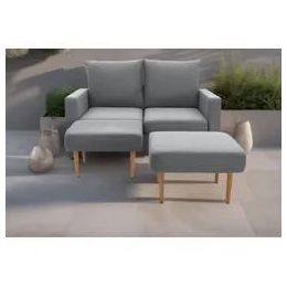 2-Sitzer DOMO collection "Slunce, Outdoor-Raumwunder" Sofas Gr. B/H/T: 170cm x 95cm x 105cm, Flachgewebe, Inkl. 2 Hocker-Inkl. 2 Rückenkissen, grau (dunkelgrau) 2-Sitzer inkl. 2 Hocker, Outdoor geeignet