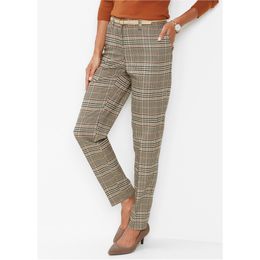 bonprix Stretch-Hose mit Karomuster, braun
