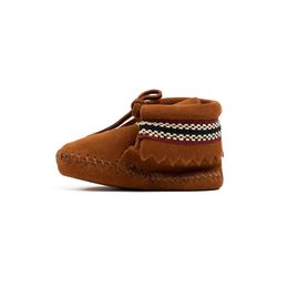 Minnetonka Steifel 'Braid' Gr&ouml;&szlig;e 19 braun / wei&szlig;