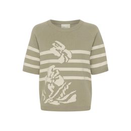 Cream Pullover 'Dela' Damen Gr&ouml;&szlig;e L beige / gr&uuml;n