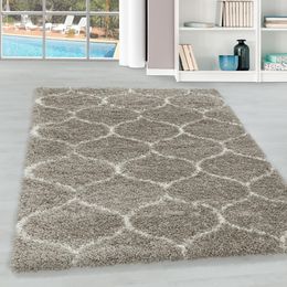Teppium Teppich Skandinavisches Design, Rund, Höhe: 30 mm, Teppich Wohnzimmer Skandinavisches Design Beige Shaggy flauschig weich