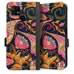 DeinDesign Handyhülle Muster Ornamente Mandala Floral Autumn 1, Xiaomi Redmi 10C Hülle Handy Flip Case Wallet Cover Handytasche Leder, schwarz