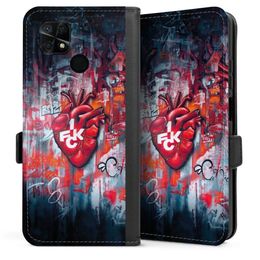 DeinDesign Handyhülle 1. FCK Herz 1. FC Kaiserslautern 1.FCK Herz, Xiaomi Redmi 10C Hülle Handy Flip Case Wallet Cover Handytasche Leder, schwarz