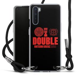 DeinDesign Handyhülle Bayer 04 Leverkusen Meister Pokal Double Sieg 2024, OnePlus Nord Handykette Hülle mit Band Case zum Umhängen, weiß
