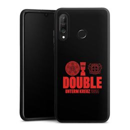 DeinDesign Handyhülle Bayer 04 Leverkusen Meister Pokal Double Sieg 2024, Huawei P30 Lite Silikon Hülle Premium Case Handy Schutzhülle, schwarz