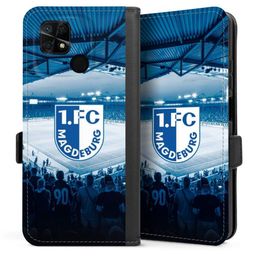 DeinDesign Handyhülle 1. FC Magdeburg Stadion 1. FCM 1.FCM Arena, Xiaomi Redmi 10C Hülle Handy Flip Case Wallet Cover Handytasche Leder, schwarz
