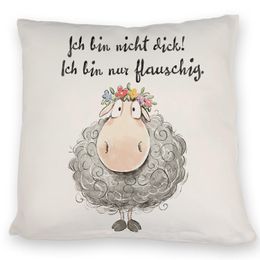 speecheese Dekokissen Schaf Kissen mit Spruch Nicht dick nur flauschig