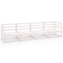 vidaXL Loungesofa Outdoor-Sofa 4-Sitzer Weiß Massivholz Kiefer, 1 Teile