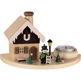 Ullrich Kunsthandwerk Räuchermännchen Rauchhaus Glücksbringer mit Schornsteinfeger (10,5cm) von Ullrich Kuns