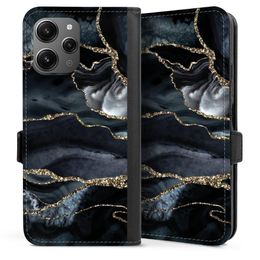 DeinDesign Handyhülle Glitzer Look Marmor Trends Dark marble gold Glitter look, Xiaomi Redmi 12 Hülle Handy Flip Case Wallet Cover Handytasche Leder