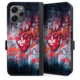 DeinDesign Handyhülle 1. FCK Herz 1. FC Kaiserslautern 1.FCK Herz, Xiaomi Redmi 12 Hülle Handy Flip Case Wallet Cover Handytasche Leder, schwarz