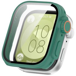 Wigento Smartwatch-Hülle Für Huawei Watch Fit 3 Schutz Hülle Case Tasche + H9 Hart Glas Grün