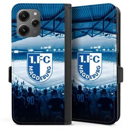 DeinDesign Handyhülle 1. FC Magdeburg Stadion 1. FCM 1.FCM Arena, Xiaomi Redmi 12 Hülle Handy Flip Case Wallet Cover Handytasche Leder, schwarz