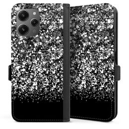 DeinDesign Handyhülle Glitzer Look Schneeflocken Muster Snow Fall Glitter Look, Xiaomi Redmi 12 Hülle Handy Flip Case Wallet Cover Handytasche Leder