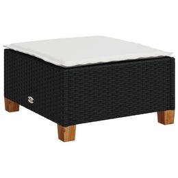 vidaXL Hocker Gartenhocker mit Kissen Schwarz 63,5x56x32 cm Poly Rattan (1 St)