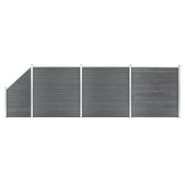 vidaXL Gartenzaun WPC Zaun-Set 3 Quadrate + 1 Schräge 619x186 cm Grau, (1-St)