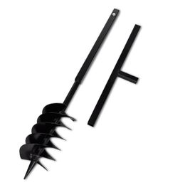 vidaXL Erdbohrer Bohrer mit Griff 150 mm Doppelspirale Schwarz