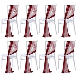 Refttenw Tüllband Chiffon Stuhl Schärpen Hochzeitsstuhlband für Stühle Dekorieren, 20x250cm, rosa|rot, 8 St., Rot-Rosa