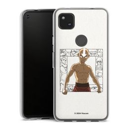 DeinDesign Handyhülle Avatar - Der Herr der Elemente Offizielles Lizenzprodukt Aang, Google Pixel 4a Silikon Hülle Bumper Case Handy Schutzhülle, weiß