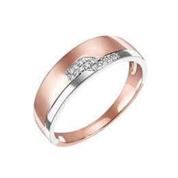 Firetti Damen Diamantring "Schmuck Geschenk Gold 375 Damenring Goldring Diamant", 58, 0,04 P2 = erkennbare Einschlüsse, Diamanten Roségold 375