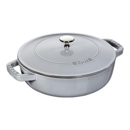 Staub Braisers Bräter mit Chistera Drop-Structure 24 cm, rund, Graphit-Grau, Gusseisen