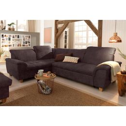 Ecksofa Home Affaire, B:275cm H:81cm T:214cm, braun, Luxus-Microfaser Lederoptik (100% Polyester);Microfaser PRIMABELLE (100% Polyester);Feinstruktur