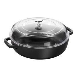 Staub Braisers Bräter mit Glasdeckel 28 cm, rund, Schwarz, Gusseisen