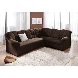 Ecksofa DOMO collection, B:242cm H:84cm T:190cm, braun, Struktur ( 90% Polyester, 10% Polyacryl);Microfaser PRIMABELLE (100% Polyester);Kunstleder