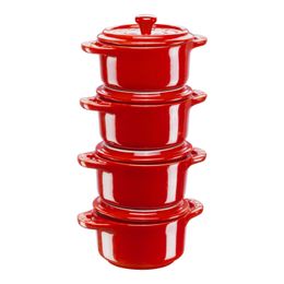 Staub Ceramique Cocotte Set 4-tlg, rund, Kirsch-Rot, Keramik