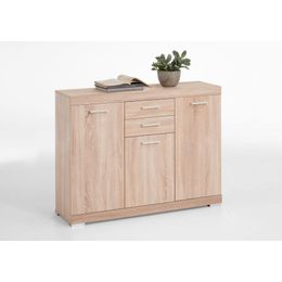 Kommode FMD "Bristol" Sideboards Gr. B/H/T: 120cm x 90cm x 35cm, 2 St., braun (eichefarben)