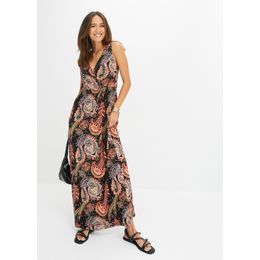 bonprix Maxikleid aus softem Viskose-Mix, schwarz, Gr.40/42 (M), sommerliches Maxikleid aus softem Viskose-Mix mit modischem Print, aus Viskose