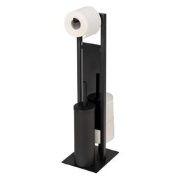 Wenko Stand WC-Garnitur 'Rivalta' schwarz Stahl gehärtetem Glas 18 x 23 x 70 cm