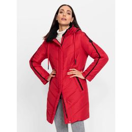 Heine Witt Damen Steppmantel mit Teddy-Fleece innen, rot, Größe 44