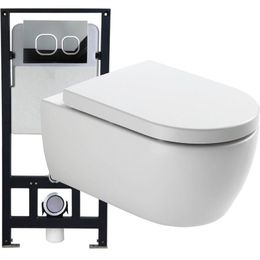 Bernstein - WC-Sparpaket 3: wc NT2039 und Soft-Close Sitz mit Vorwandelement G3004A und Betätigungsplatte vorne Modell 4111 satin