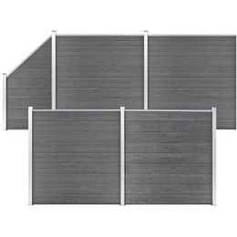 vidaXL - wpc Zaun-Set 4 Quadrate + 1 Schräge 792x186 cm Grau