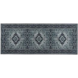 Beliani - Teppich Läufer Grau Stoff 80x200 cm Rechteckig mit Blumenmuster Orientalisch Rutschfest Vintage Orientteppich Vorleger Flur Küche