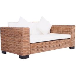 2-Sitzer Gartensofa Natürliches Rattan vidaXL