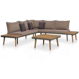 vidaXL - 4-tlg. Garten-Lounge-Set mit Auflagen Massivholz Akazie Braun