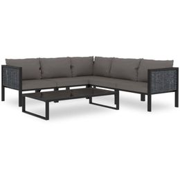 vidaXL - 6-tlg. Garten-Lounge-Set mit Auflagen Poly Rattan Anthrazit